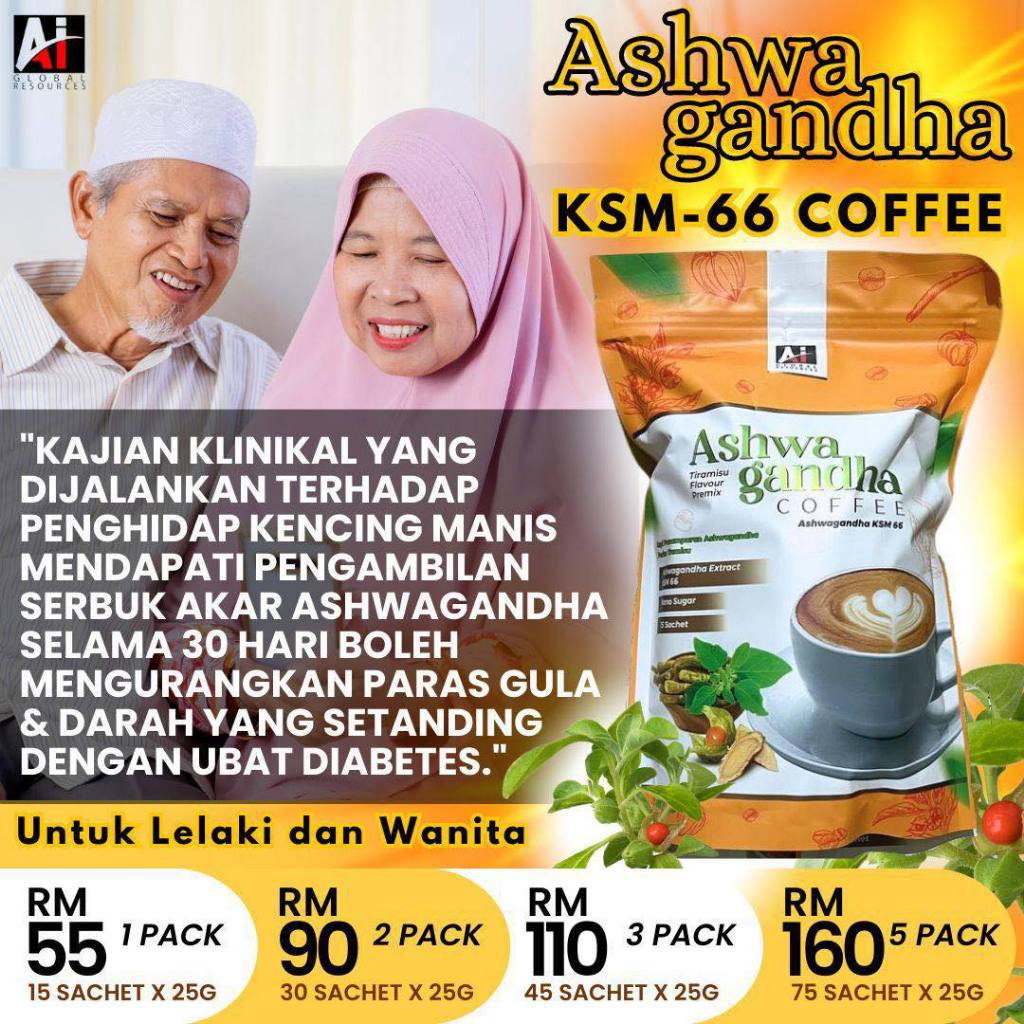 ASHWAGANDHA COFFEE KSM 66 15 SACHETS AI GLOBAL ORIGINAL HQ | Shopee ...