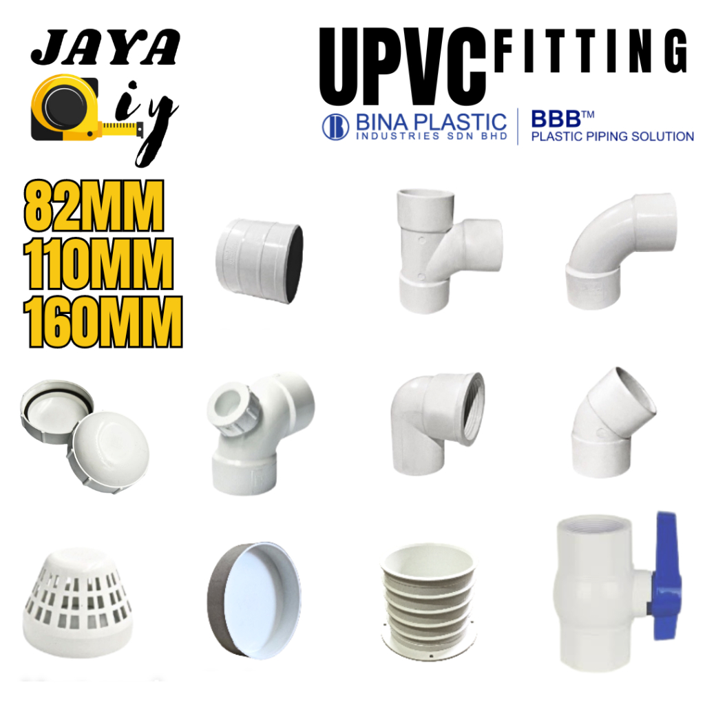 UPVC Fittings UPVC Paip Pipe Connector 82MM / 110MM Socket / Elbow/Tee ...
