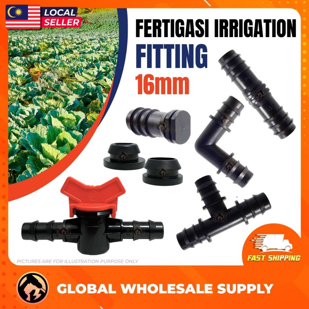 16MM LDPE POLYPIPE FERTIGASI IRRIGATION FITTING Water Pipe Connection Tube Fitting Quick Action ...