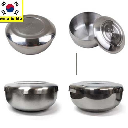 KOREAN Stainless steel Rice bowl set ( steam rice bowl with lid) 밥공기 ...