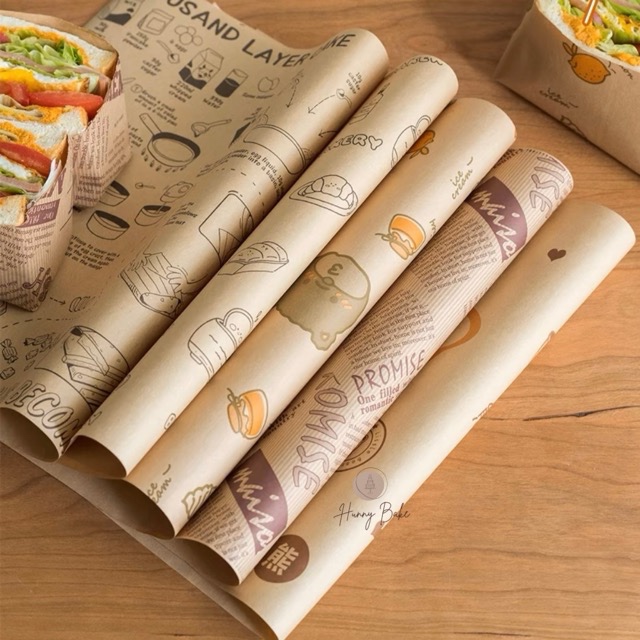 Sandwich Wrap Kertas Bungkus Wrapping Paper ±50 PCS 吐司三明治包裝紙 38cm X ...