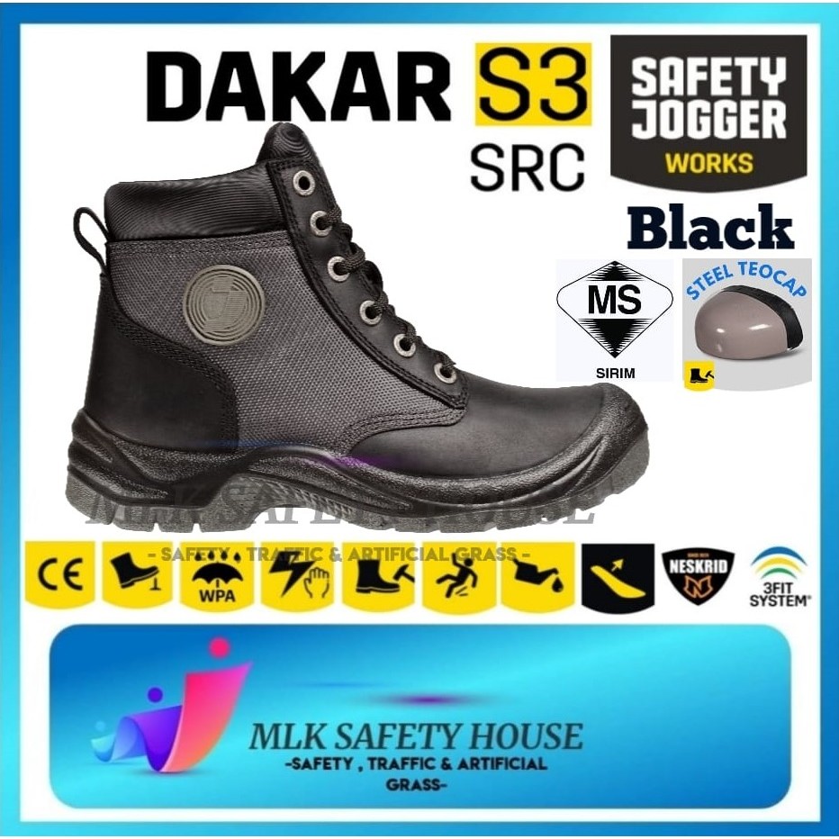 Safety Jogger Safety Shoes - DAKAR (Black) S3 SRC With SIRIM & DOSH ...