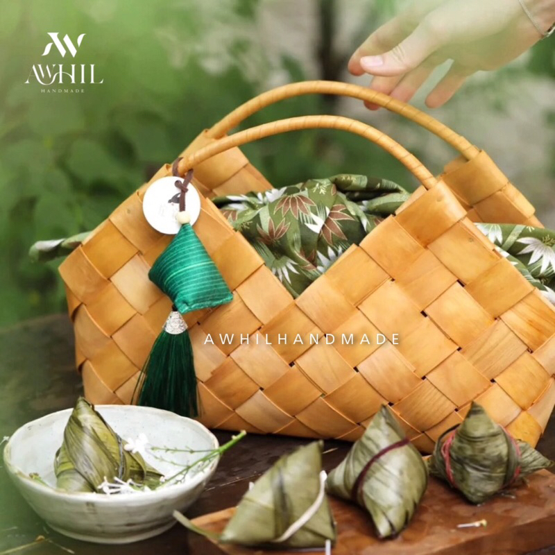 🐲Ready Stock🐲DRAGON BOAT FESTIVAL Wooden Rattan Gift Bag 1pcs/HARI RAYA ...