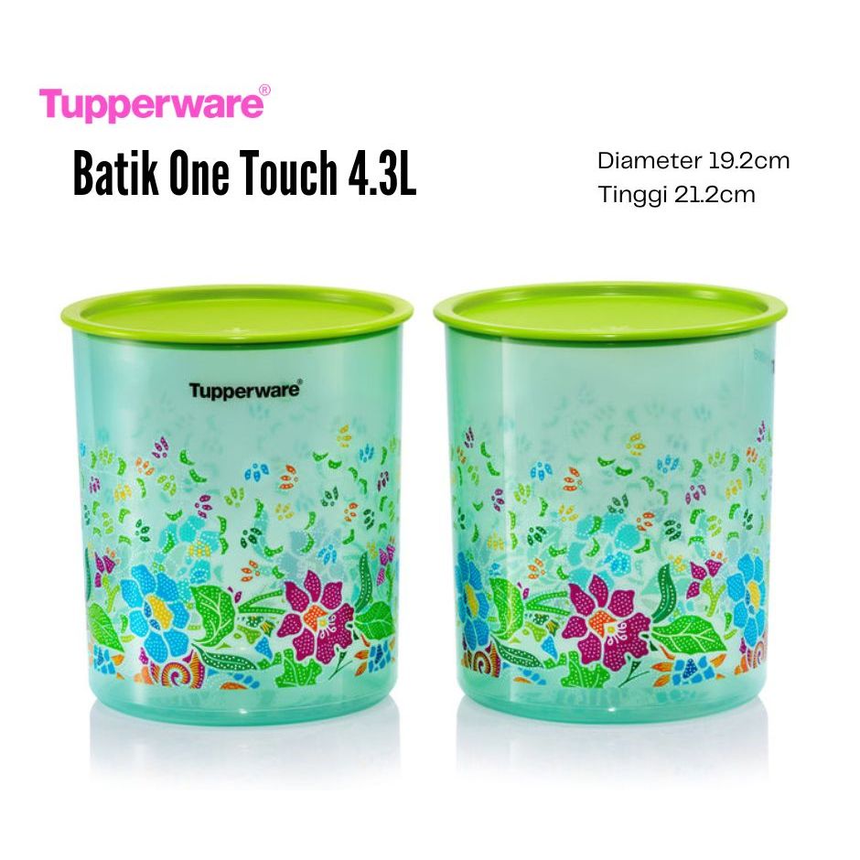 Tupperware Batik One Touch OT Canister Large 4.3L Floral Food Canister Airtight Water Tight ...