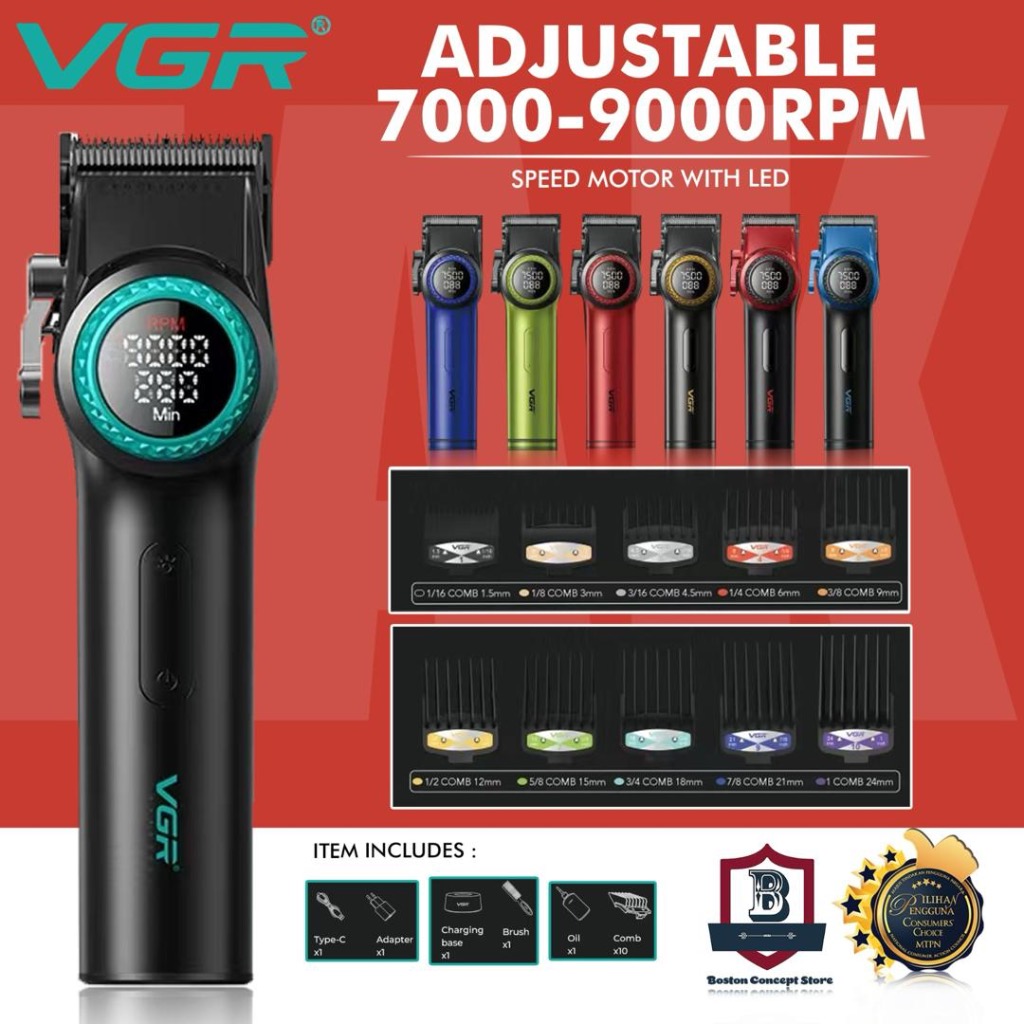 VGR V-001 Professional Saloon Series Hair Clipper 7000-9000 RPM Ceramic Blade V977 V001 Pro V377 ...