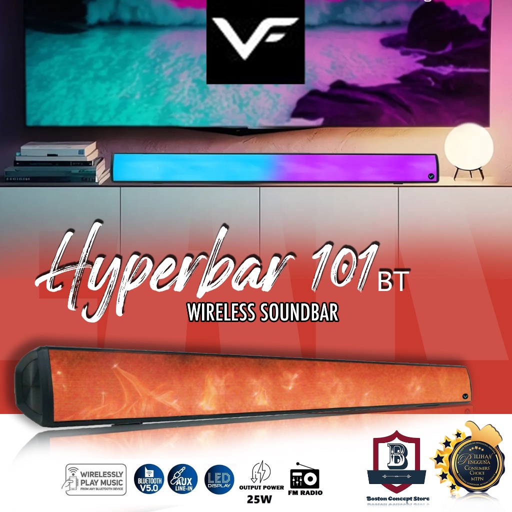 Vinnfier VF Hyperbar 101 Bluetooth Soundbar 50w Home TV 8 LED Light ...