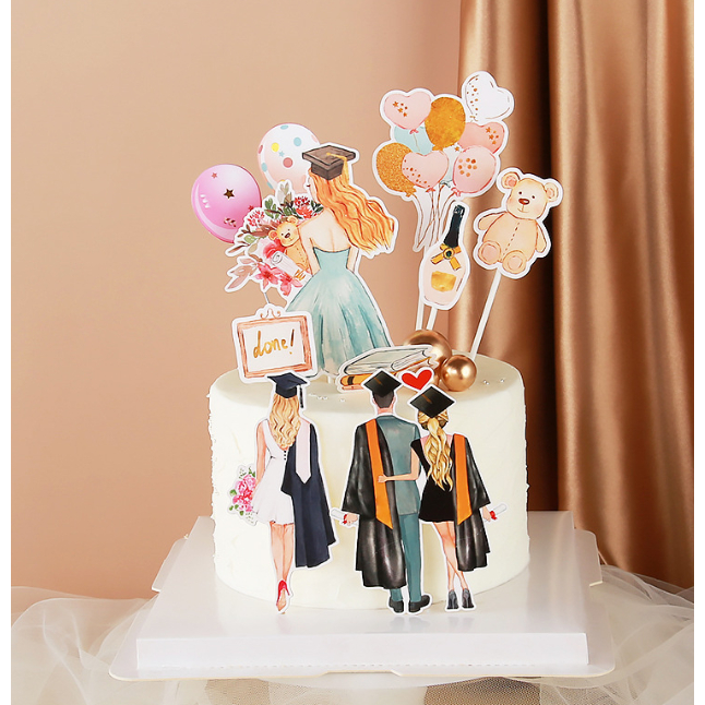 University Master Graduation theme cake topper decoration大学博士毕业主题蛋糕装饰插件 ...