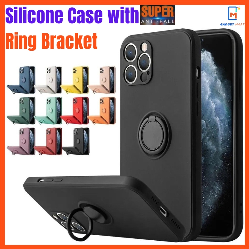 REALME 14X 14 13 12X 12 11X 5G PRO + PLUS 11 Candy with ring bracket Silicone Matte Plain soft ...