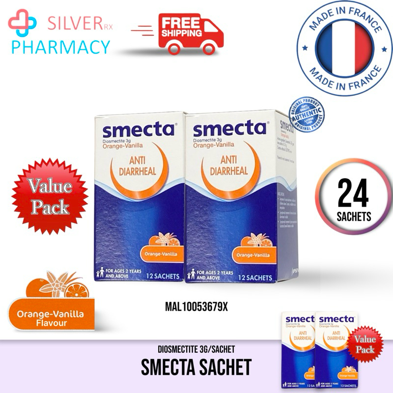 Smecta Anti-Diarrheal Powder Diosmectite Orange-Vanilla 3g sachet 12's ...