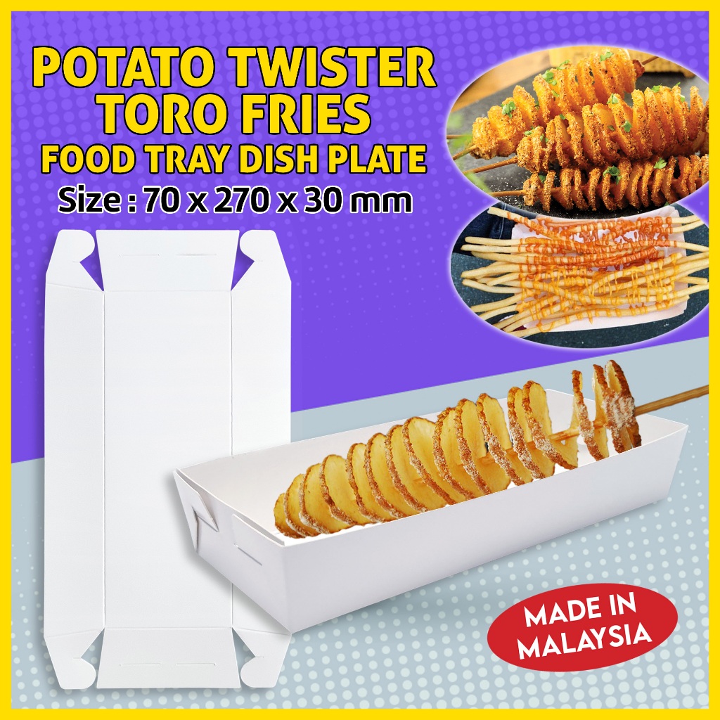 Ready Stock - Potato Twister Toro Fries Tray Ubi Kentang White Paper ...
