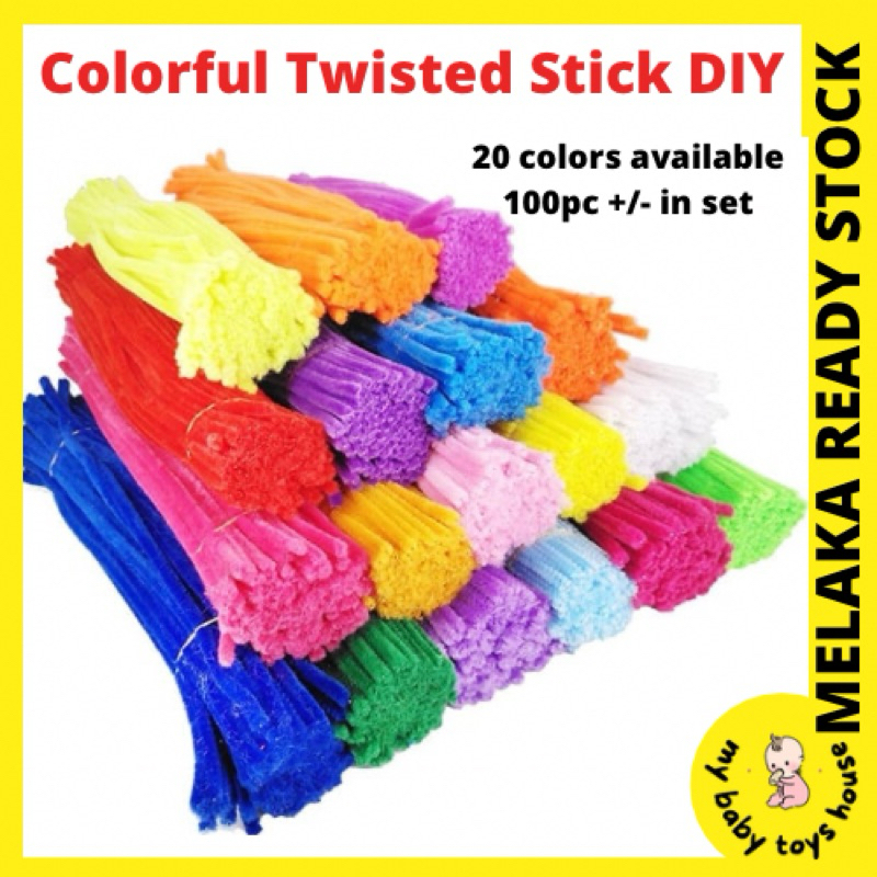 100+/-Pcs Twist Stick Colourful Chenille Stems Dawai Jong Sticks Pipe ...