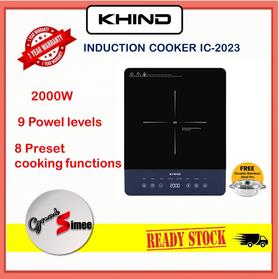 Khind IC2023 Electric Induction Cooker 2000W 1 Burner Dapur Gelas ...