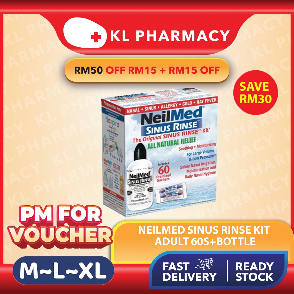 [1 bottle + 60 sachets][New stock] NEILMED SINUS RINSE KIT ADULT 60S ...