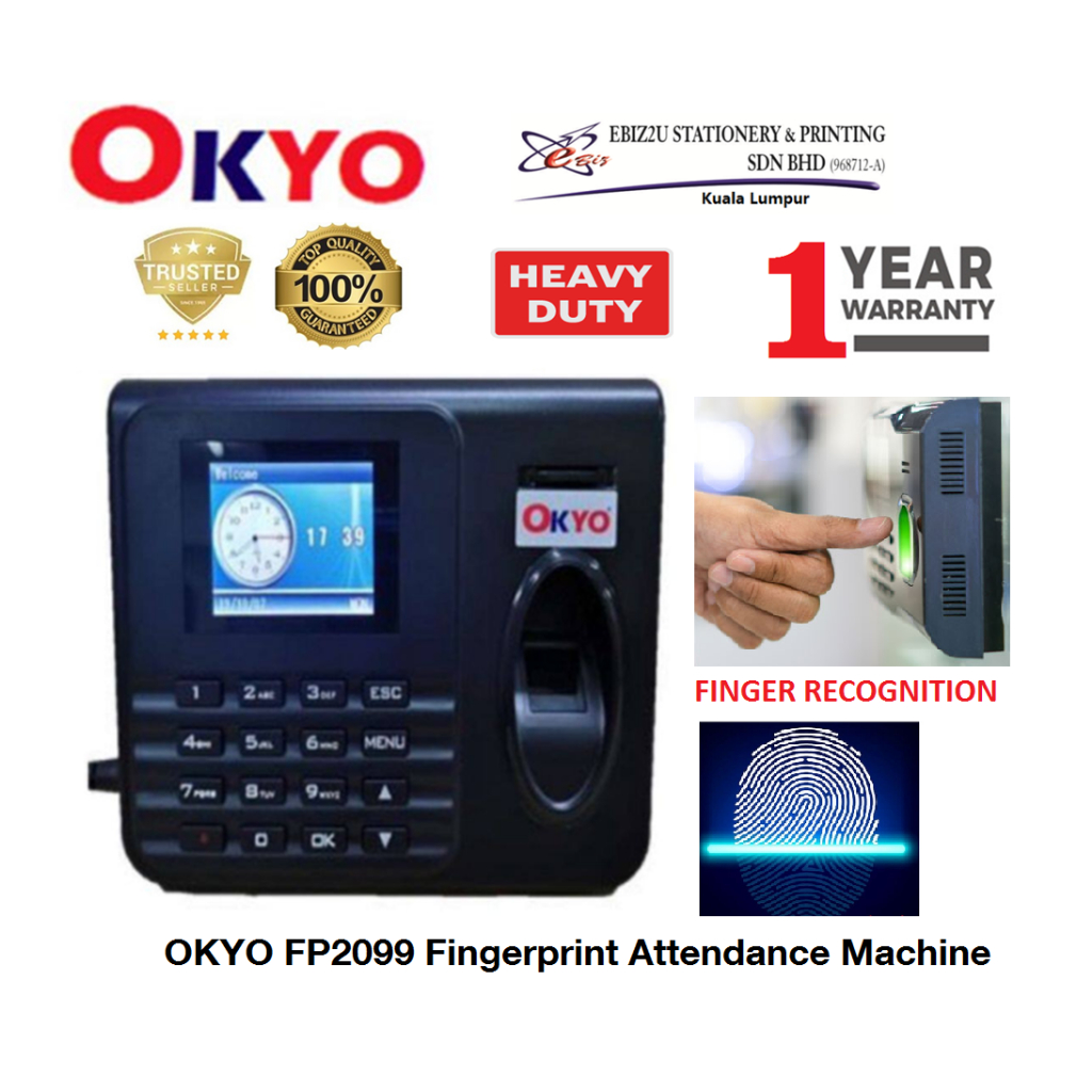 OKYO FP2099 Fingerprint Attendance Machine USB Drive Download Data ...