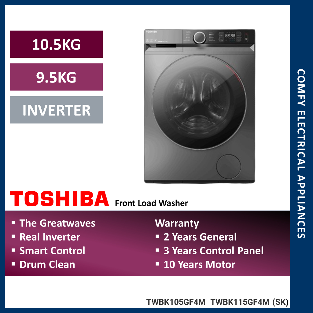 Toshiba Front Load Washer Real Inverter Washing Machine Mesin Basuh 9.5kg 10.5kg > TW-BK105GF4M ...