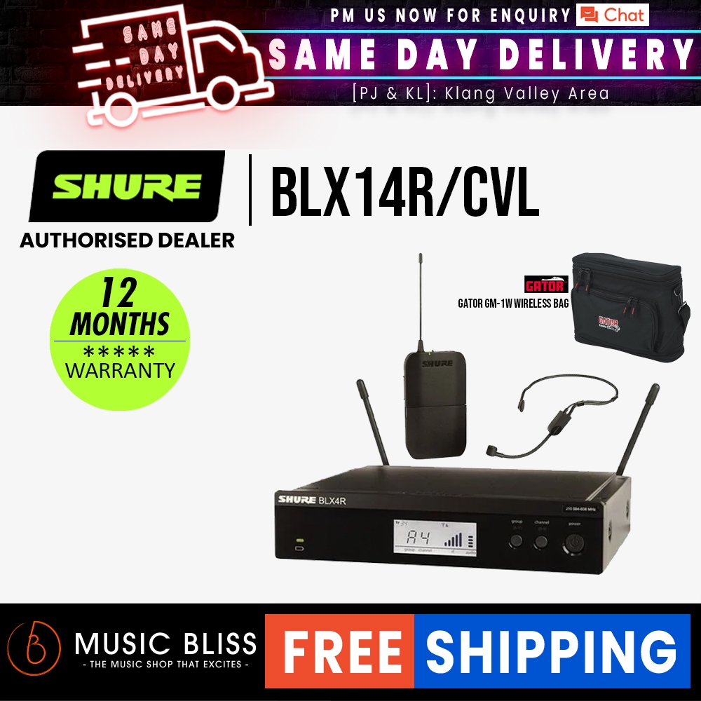 Shure BLX14R/CVL Wireless Rack-mount Presenter System, BLX4R Wireless Receiver, BLX1 Bodypack ...