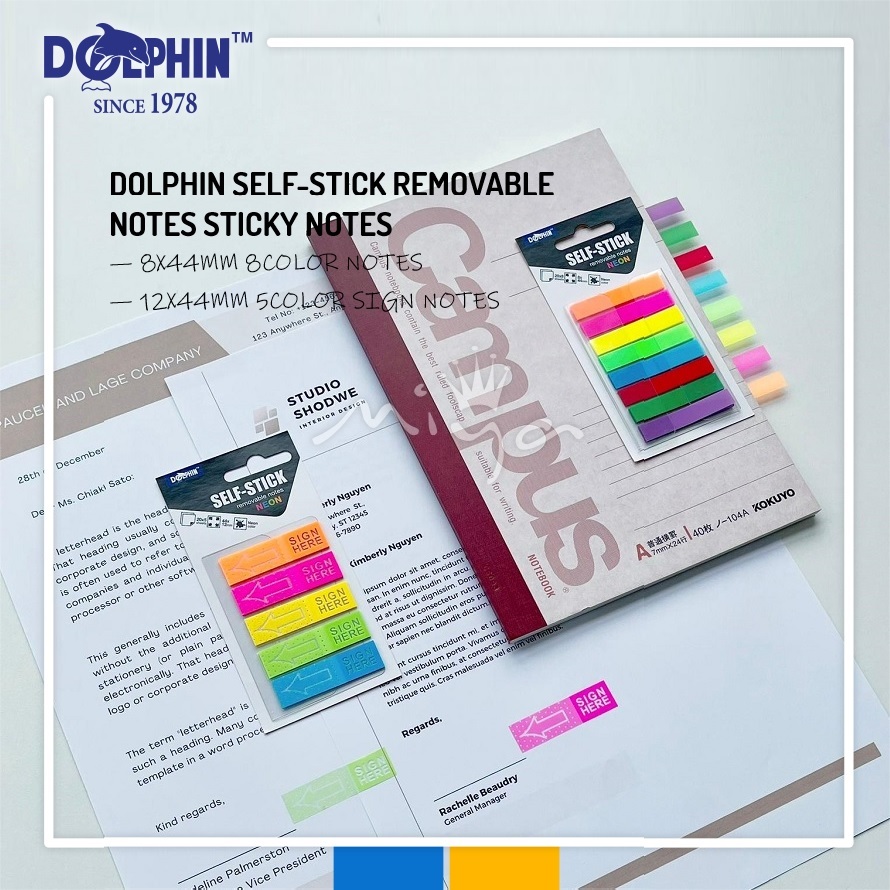 DOLPHIN SELF-STICK REMOVABLE NOTES FILM MATERIAL STICKY NOTES SIGN ...