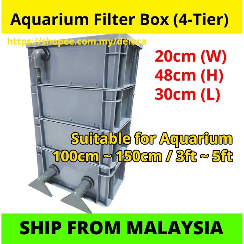 Aquarium Filter Box 4-Tier Indoor Outdoor Aquarium Filteration Box Fish ...