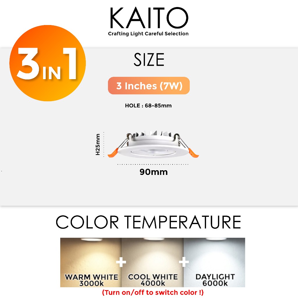 KAITO LED Spotlight 7W Lampu Led Light Ceiling Siling Sportlight Led ...