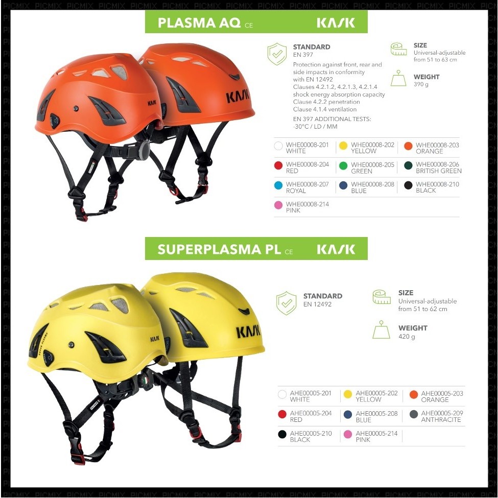 KASK SUPERPLASMA AQ (EN397) & SUPERPLASMA PL (EN12492) SAFETY ...