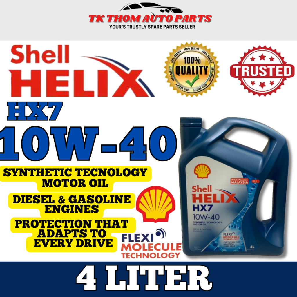 READY STOCK ( UNTUK PASARAN MALAYSIA) ORIGINAL SHELL HELIX HX7 10W40 4L ...