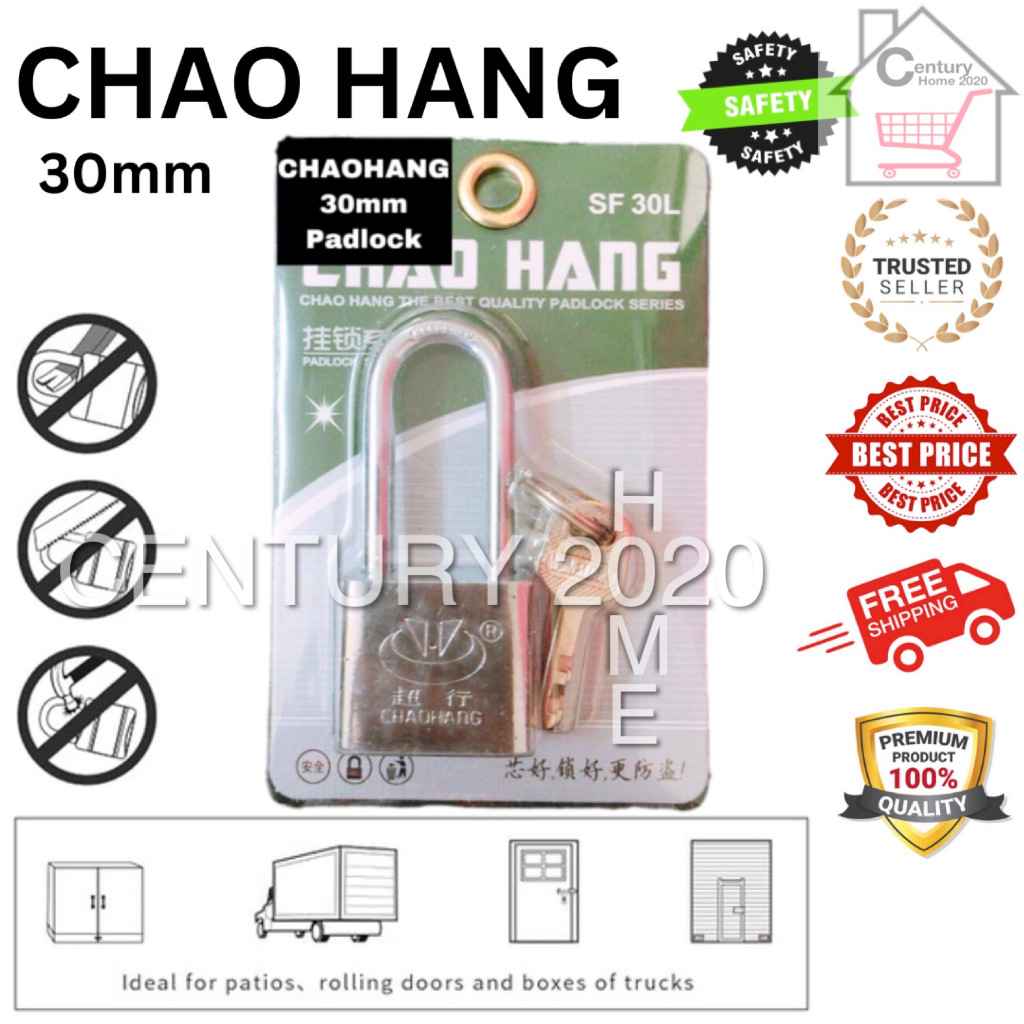 CHAOHANG Padlock Long Head Brass Laminated Pad Lock Heavy Duty Lock ...