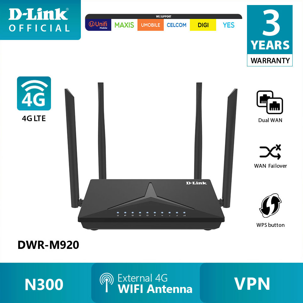 D-Link 4G N300mbps LTE sim card wireless wifi modem router support all ...