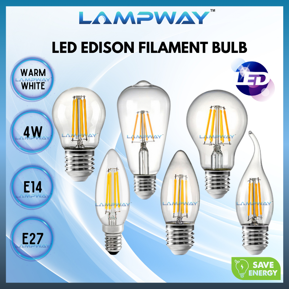 💥💥SPECIAL OFFER💥💥4W E27 E14 Led Edison Filament Bulb A60, candle C35 ...