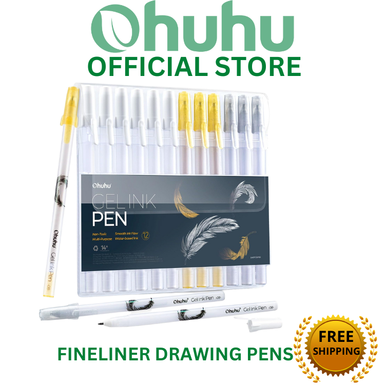 Ohuhu Gold Silver White Gel Pens: 12 Pack Extra Fine Point Pens Opaque ...
