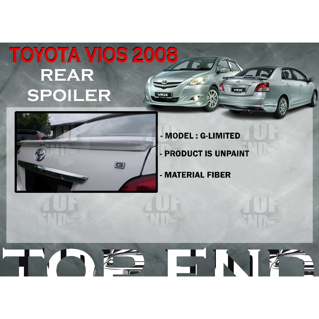 TOYOTA VIOS NPC93 2008-2012 REAR SPOILER TOMS TRD V2 V3 TRD TYPE-R ...