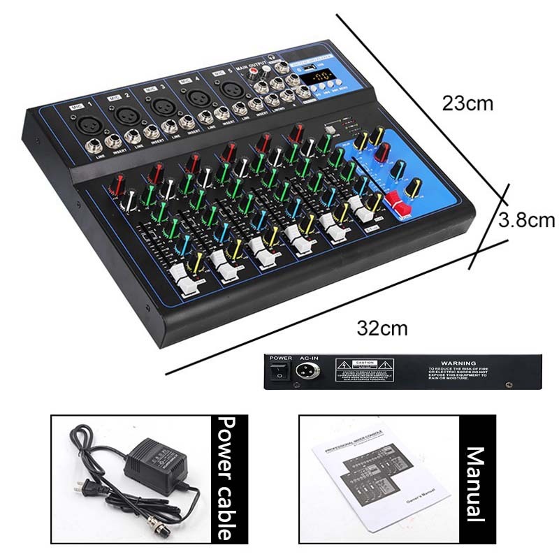 Audio Mixer 7 Channel 4 Channel DJ Mixer bluetooth usb sound mixer ...