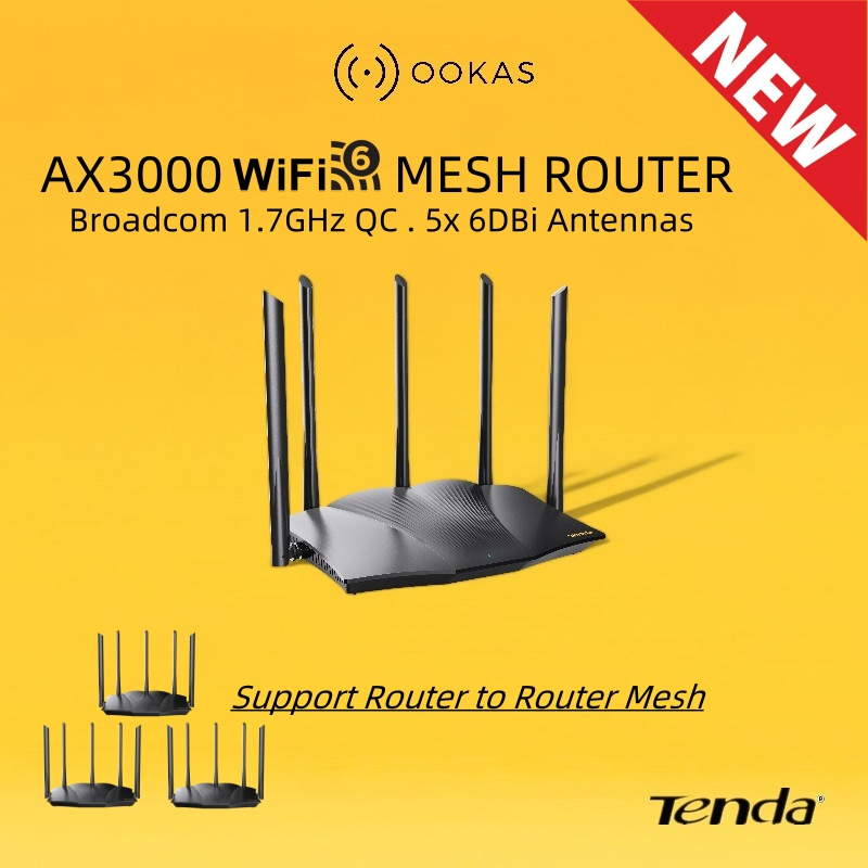 Tenda TX12 Pro AX3000 WiFi 6 Mesh Router Wireless Wi-Fi 160MHz 1.7GHz ...