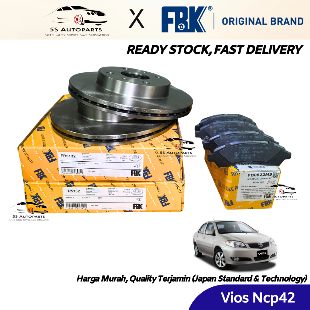 FBK Vios NCP42 (2002-2007) Front (Depan) Brake Disc Rotor (2 PCS ...