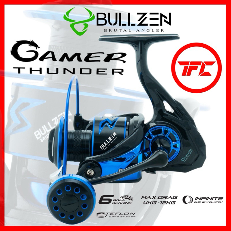 BULLZEN GAMER THUNDER SPINNING REEL Fishing Freshwater Saltwater Cast ...
