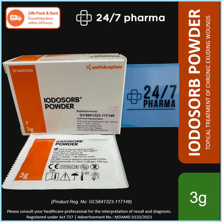 (1 Pack) Smith & Nephew Iodosorb powder 3g S&N 施樂輝 66001286 cadexomer ...