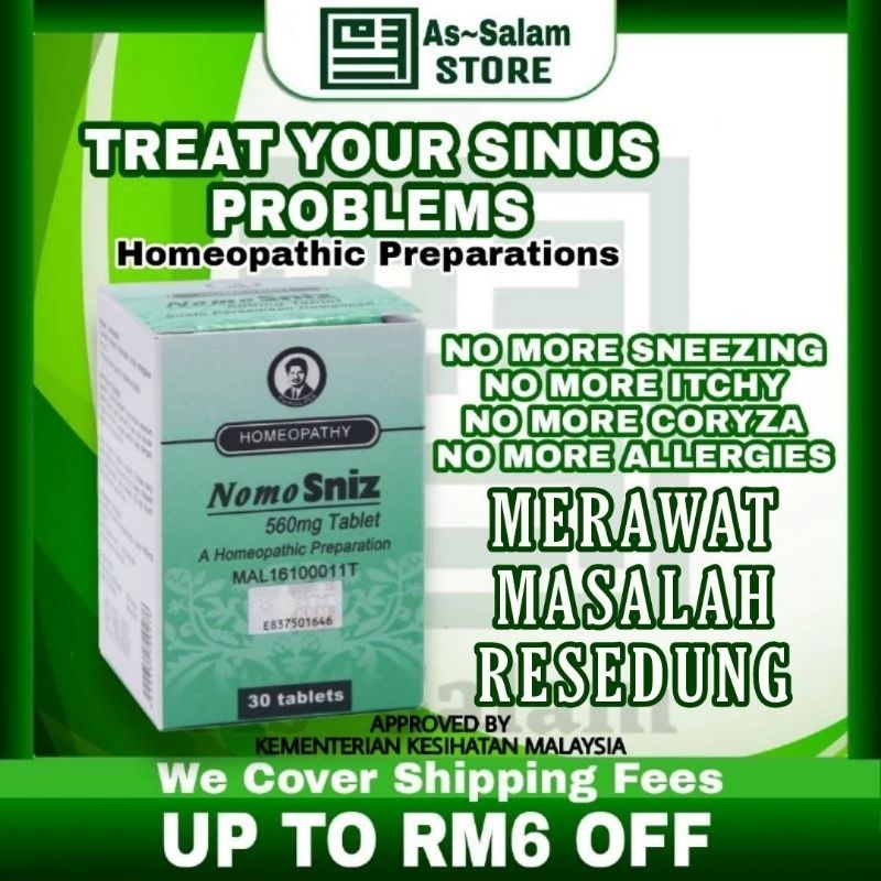NOMO SNIZ 560mg Resdung Ubat Homeopati Untuk Bersin Alahan Habuk ...