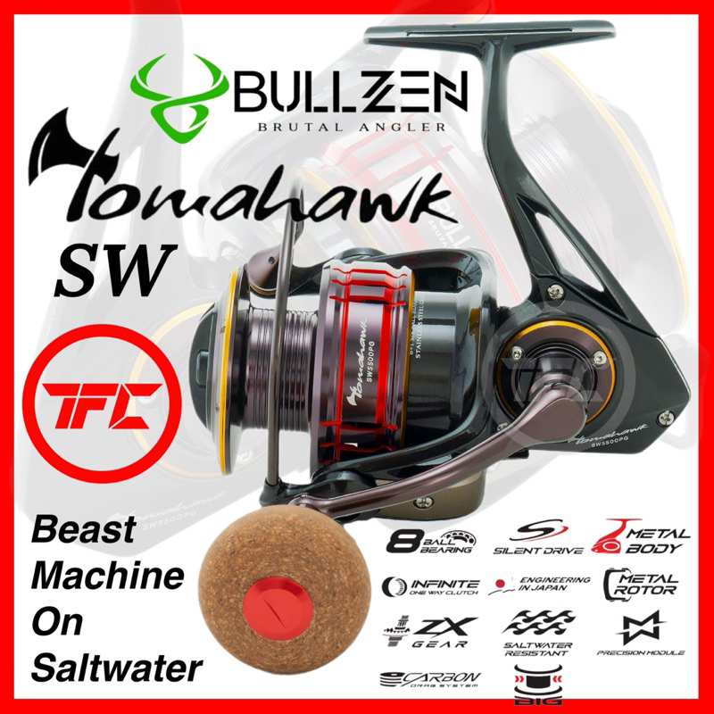 BULLZEN TOMAHAWK SW SALTWATER SPINNING REEL Fishing Heavy Duty Powerful ...