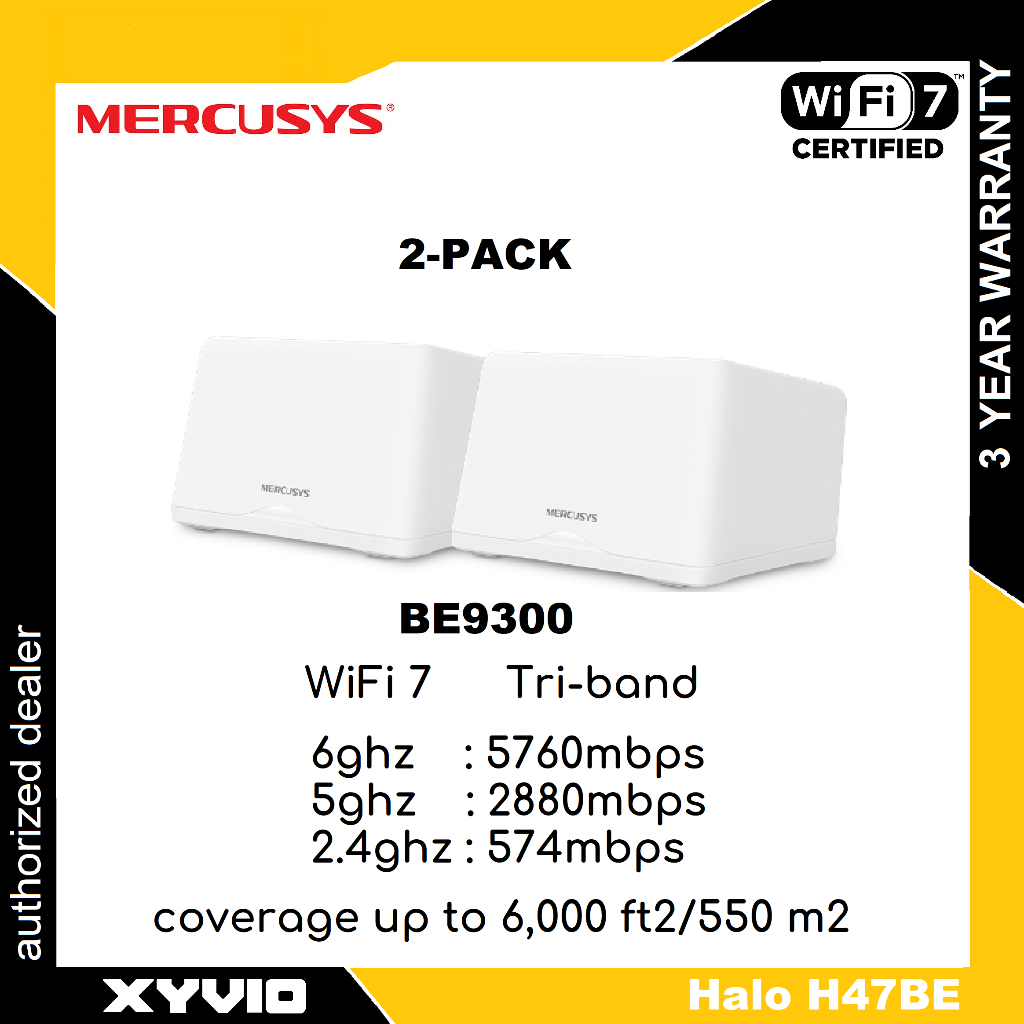 MERCUSYS Halo H47BE BE9300 Whole Home Mesh Wi-Fi 7 System Router ...