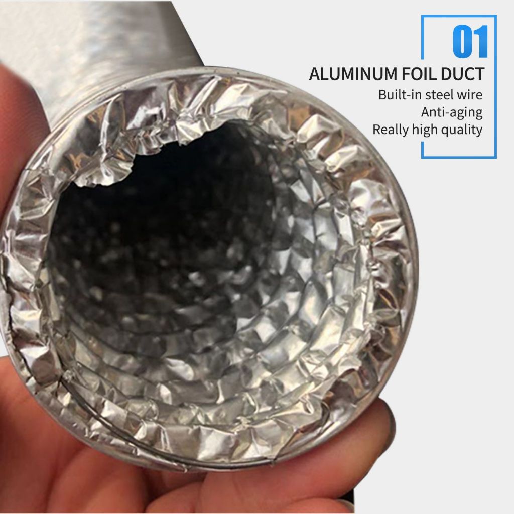 BSBOSS Aluminum Foil Tube Exhaust Pipe Ventilation (1M/1.5M x 100mm ...