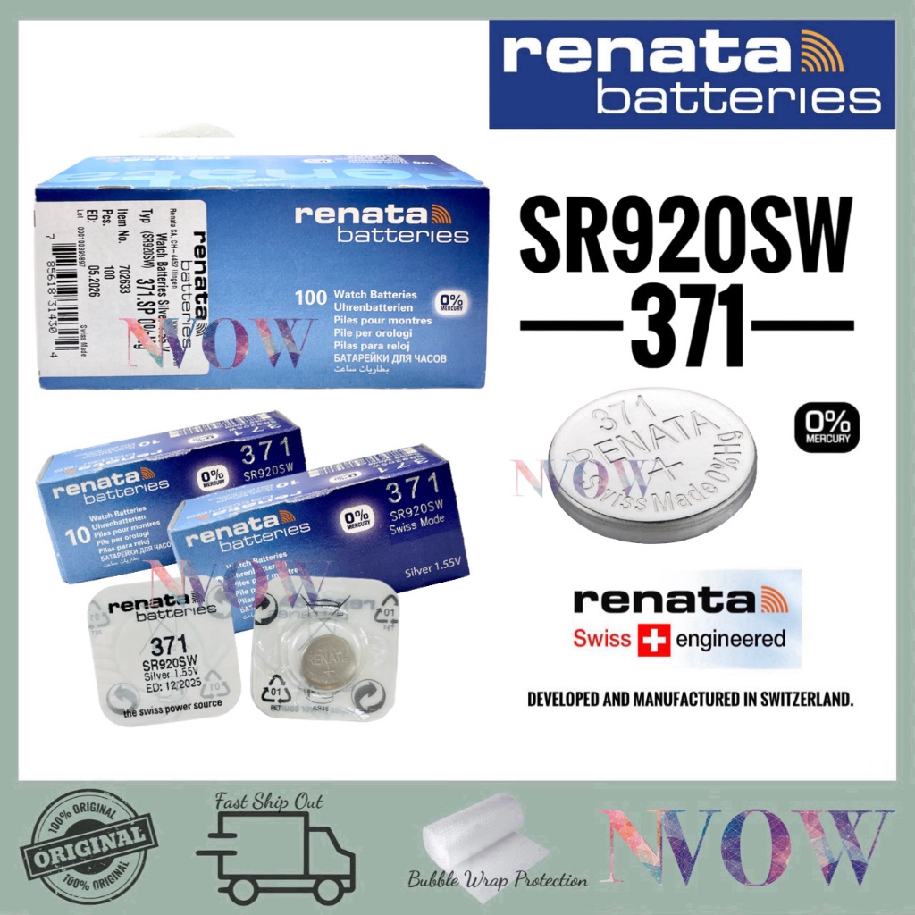 Renata 371 SR920SW Silver 1.55V Battery SWISS MADE (100% Genuine ...