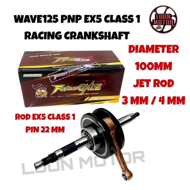 WAVE125 PNP EX5 CLASS 1 RACING CRANKSHAFT PIN 22MM V2 JET ROD 3MM/4MM - FURIOUS ONCE | Shopee ...