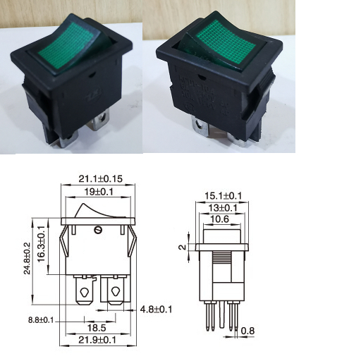 KCD1-104 DPST ON/OFF ROCKER SWITCH WITH GREEN LED LIGHT | Shopee Malaysia