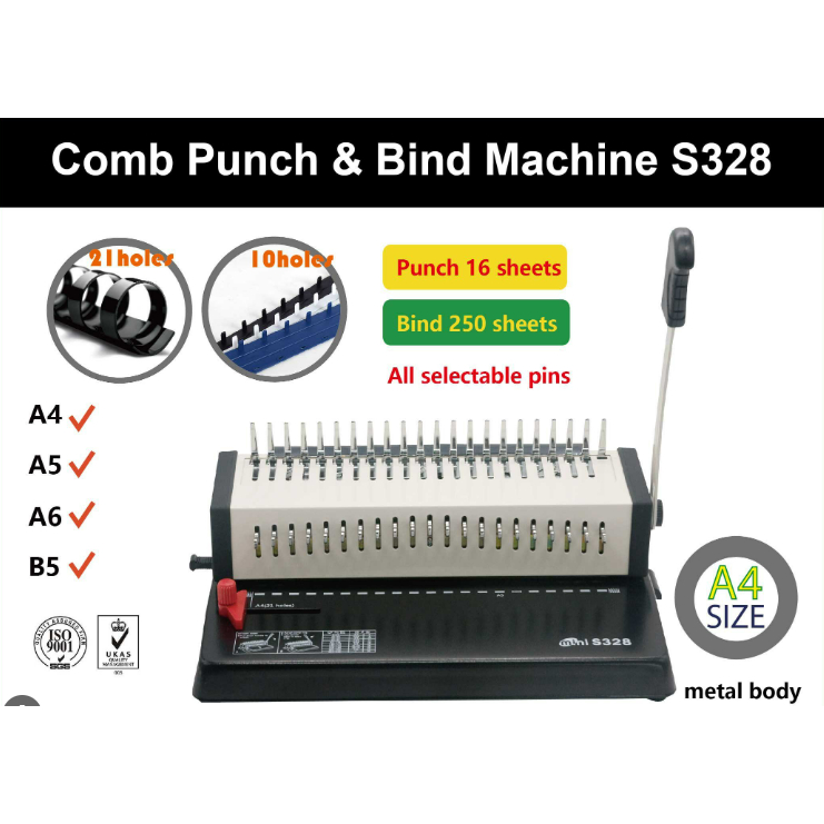 Binding Machine S328 will All Selectable Pin (PO) Punch 16pcs Bind ...