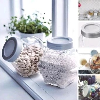 Balang Ikea Forvar Jar Kaca with Lid Glass Food Storing Kitchen Tebal ...