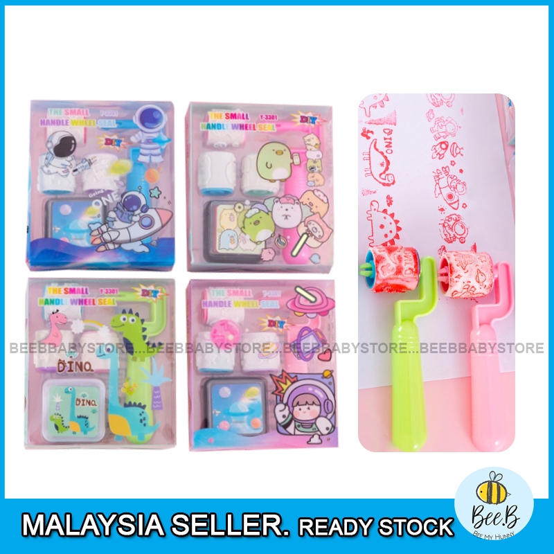 DIY Creative Cute Cartoon Roller Stamp Set Children Cartoon Roller Seal ...