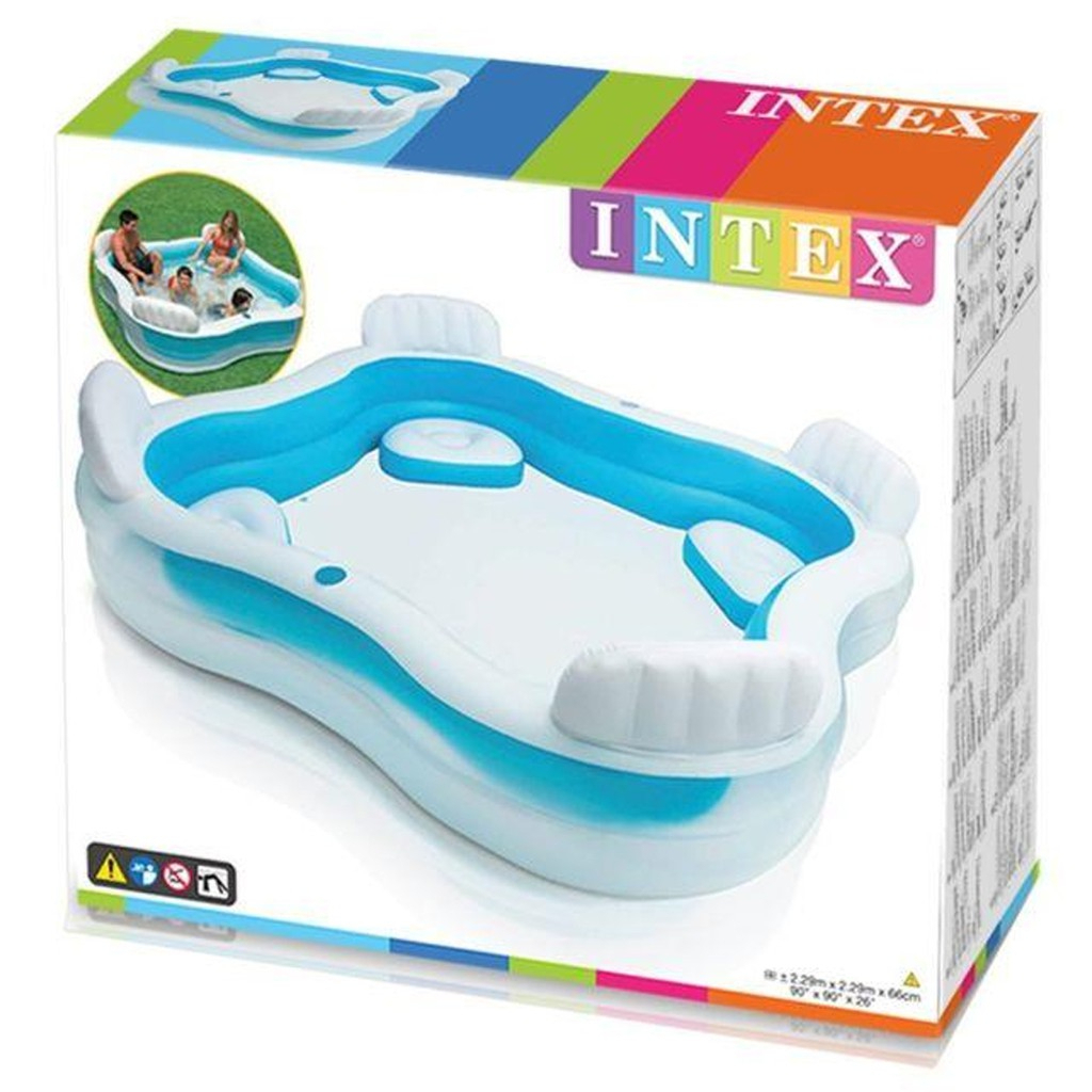 Intex 56475 Family Pool Built-In 4 Sofa Seat 2 Drink Holder Inflatable ...