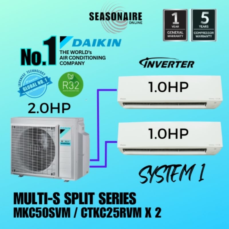 DAIKIN R32 MKC-SERIES & MKM-SERIES MULTI- SPLIT UNIT AIR COND | Shopee ...