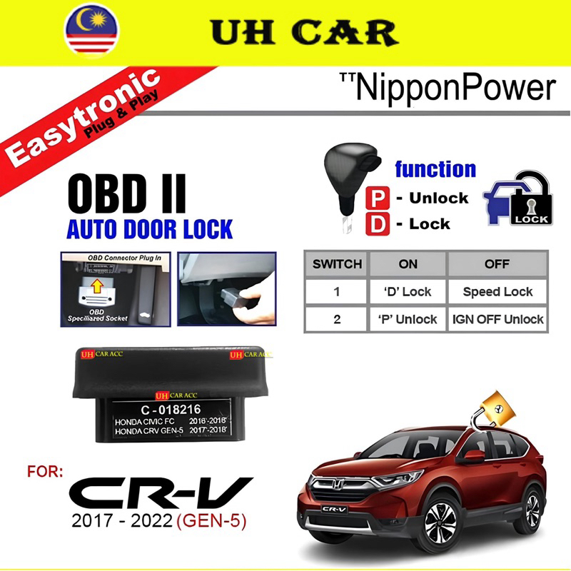 (OBD D LOCK) Honda Crv G5 2017-2023 OBD Safety Auto Door Lock Foot ...