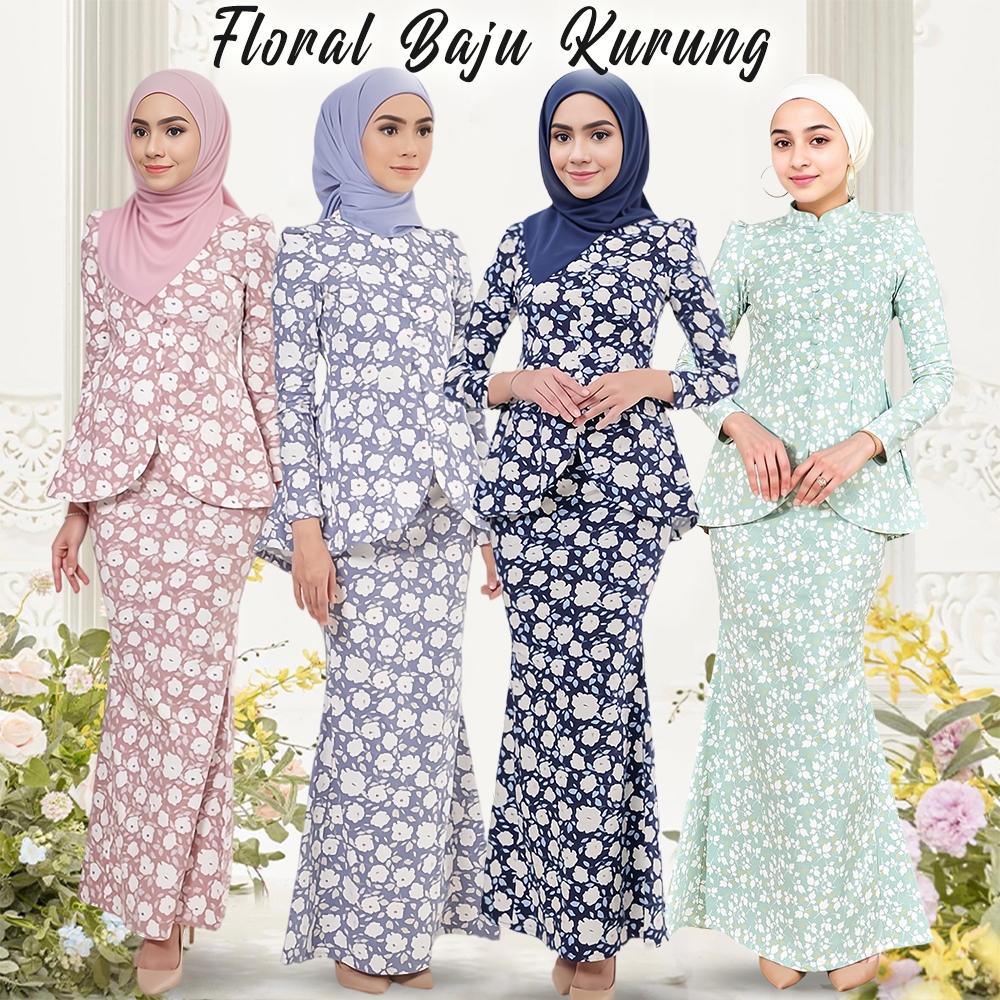 BAJU KURUNG Moden Baju Raya 2025 IRONLESS Kurung Floral Kurung Crepe ...