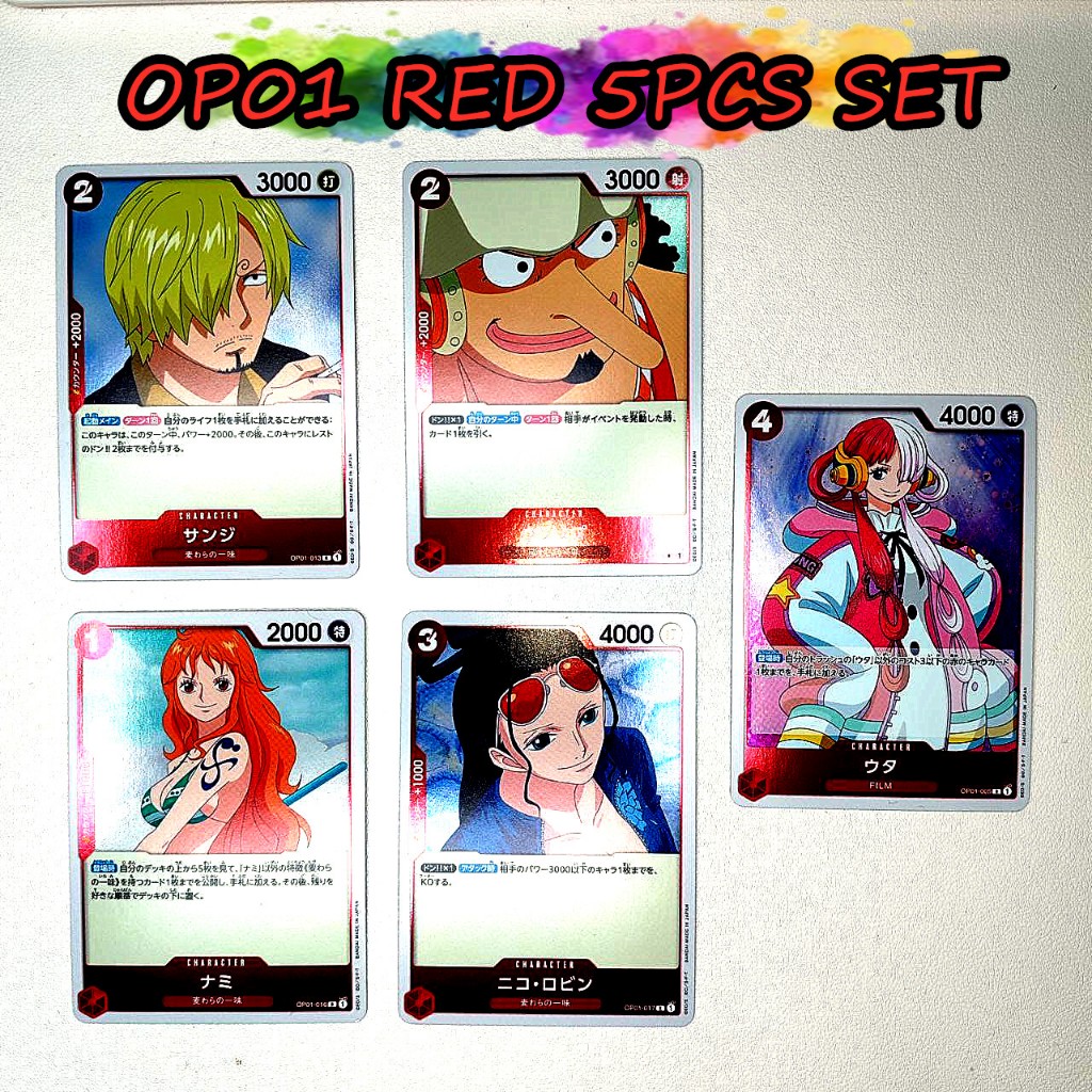 全哥海贼王 OP01 R Rare Red Set One Piece Card Game OP01-004 Usopp OP01-005 Uta OP01-013 Sanji OP01 ...